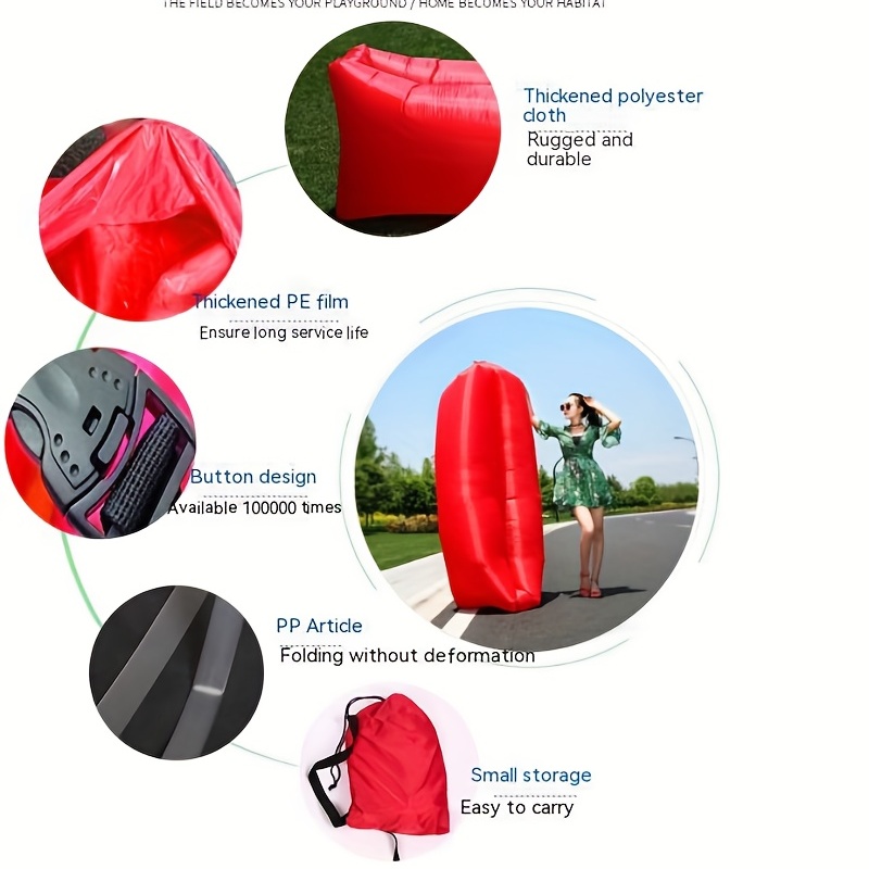 1pc outdoor inflatable sofa comfortable portable folding lounge chair ...