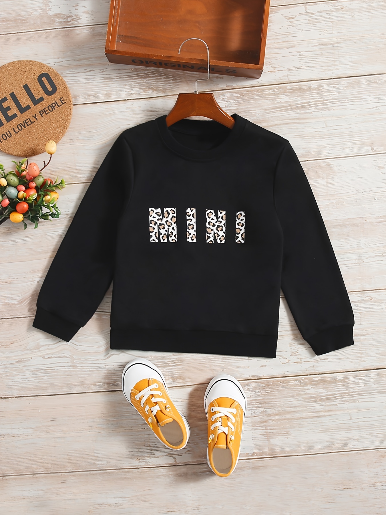 Girls Leopard Alphabet Print Sweatshirt Kids Clothes - Kids Fashion ...