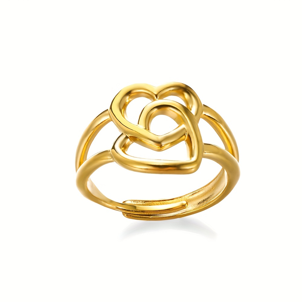 Chic Ring Trendy Heart Heart Design Made Stainless Steel 18k - Temu ...