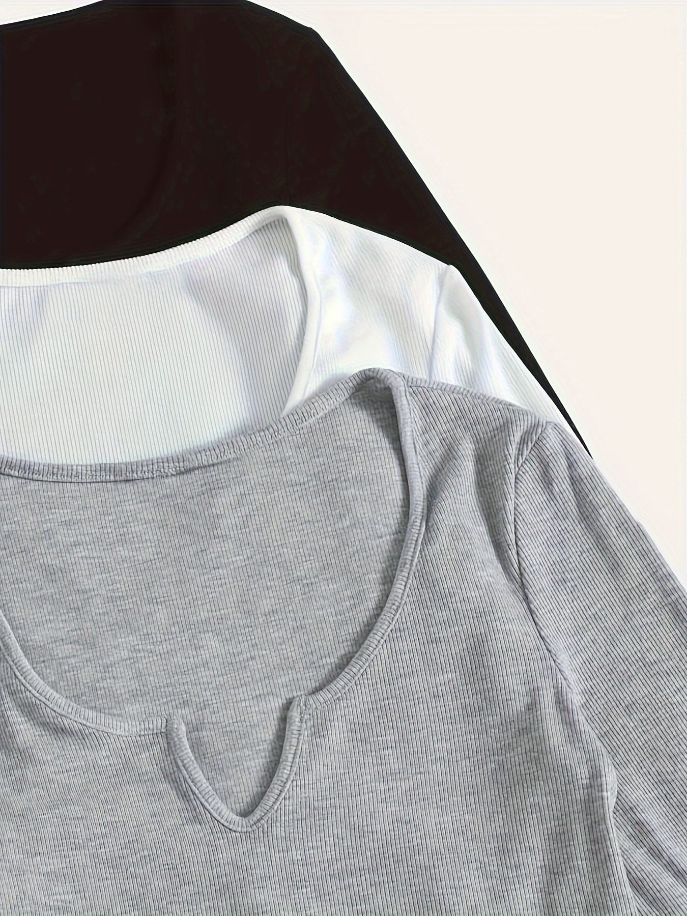 ribbed notch neck t shirts casual long sleeve top spring - Temu Australia