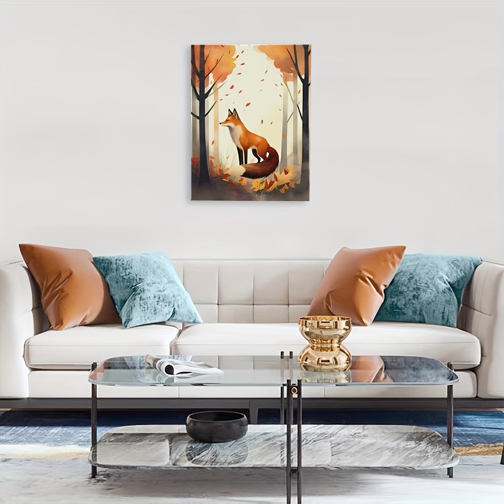 Fox Forest Canvas Wall Art Abstract Modern Artwork Wall - Temu Australia