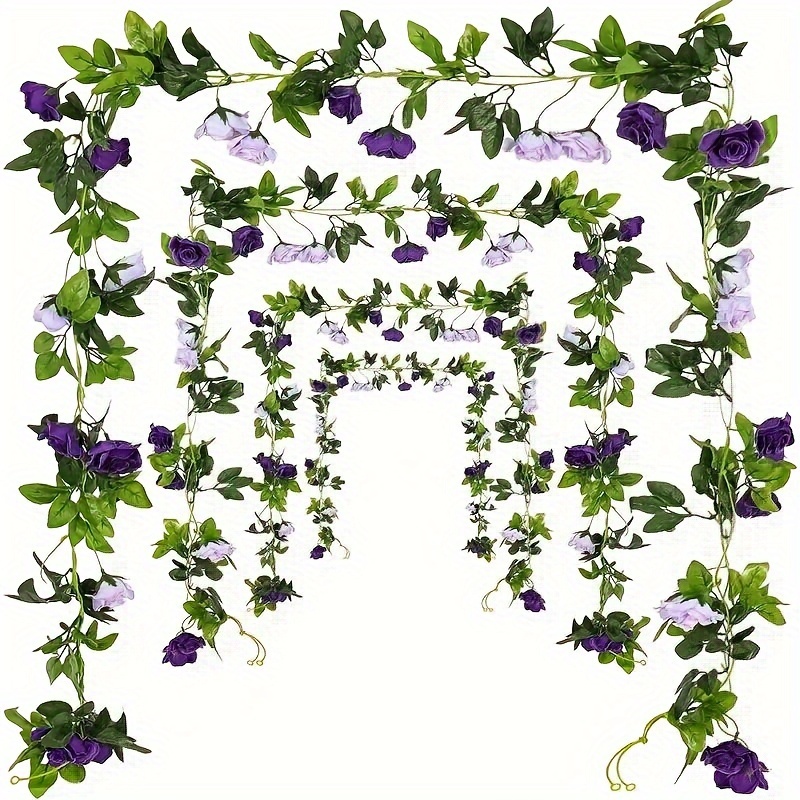2pcs rose garland artificial vines flowers hanging rose vine wedding ...