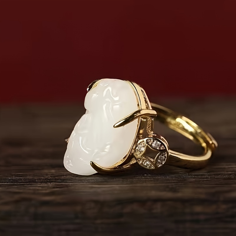 Fashion Artificial Jade Inlaid Ring Men Daily Wear Banquet - Temu Ireland