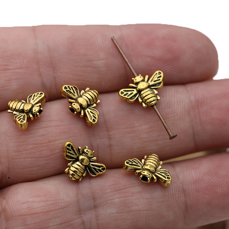 Diy Handmade Craft Golden Color Bee Loose Spacer Beads For Jewelry ...