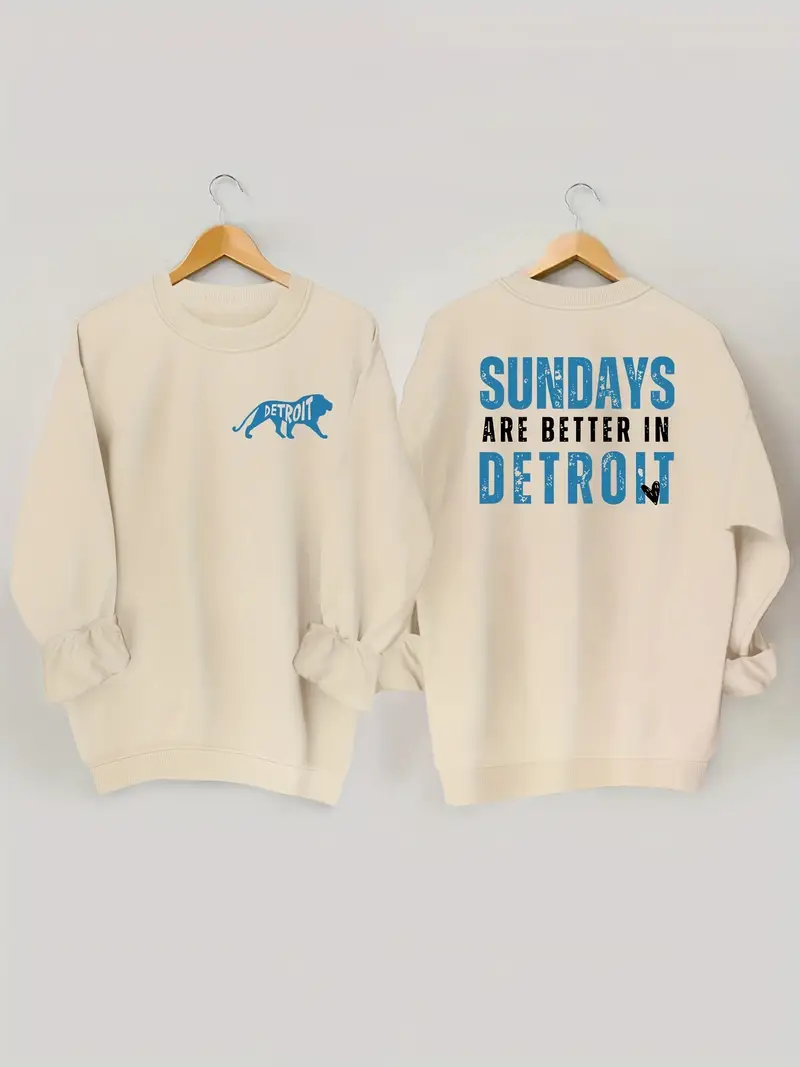 Letter Print Sweatshirt Casual Crew Neck Long Sleeve Temu New Zealand