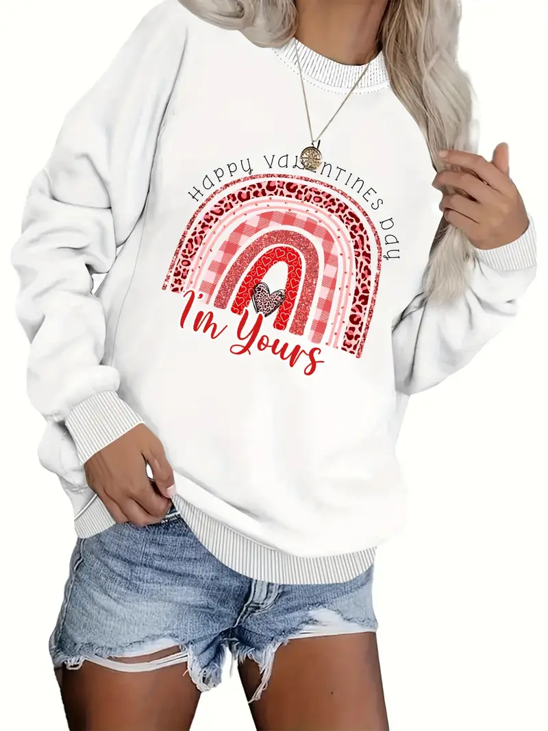 Graphic Print Sweatshirt Plus Size Crew Neck Casual Temu Australia