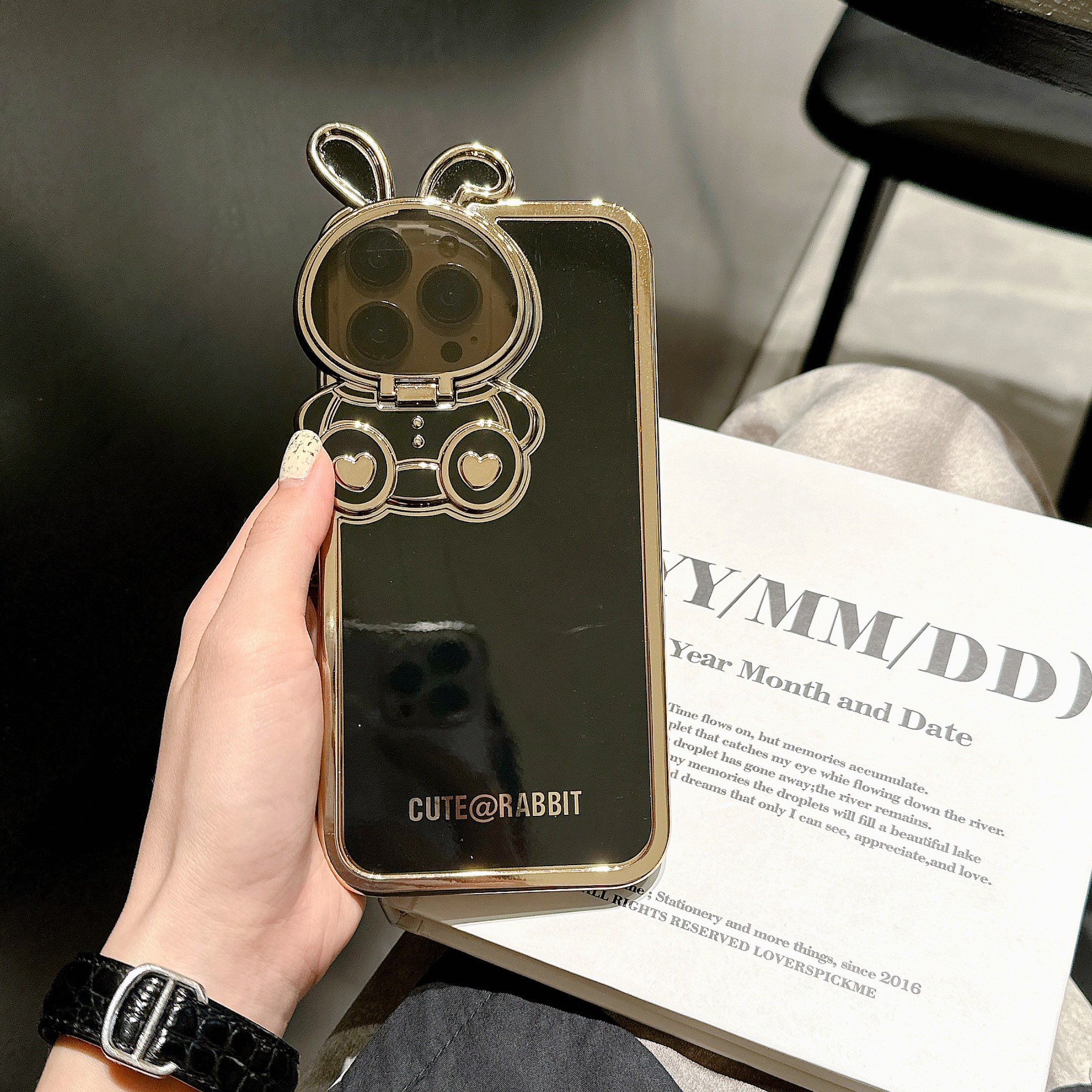 Solid Color Flip Rabbit Phone Case Iphone14 13 12 Plus - Temu Australia