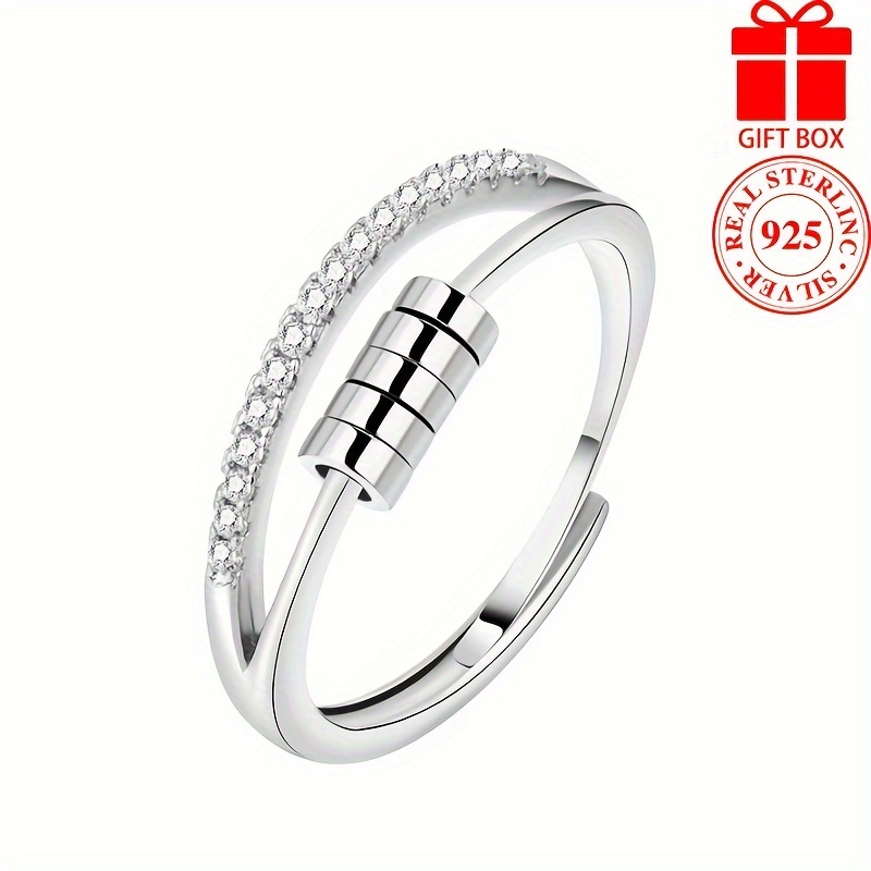 925 Sterling Silver Open Ring Paved Shining Zirconia - Temu Ireland