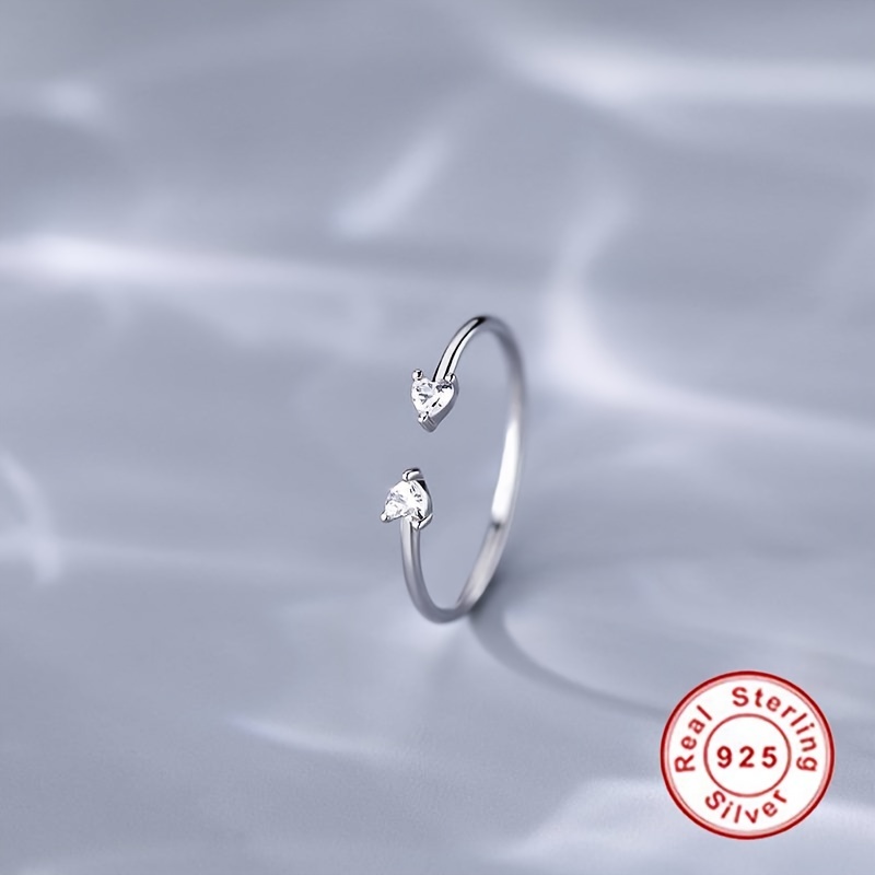 925 Sterling Silver Minimalist Ring Women Geometric Love - Temu Canada