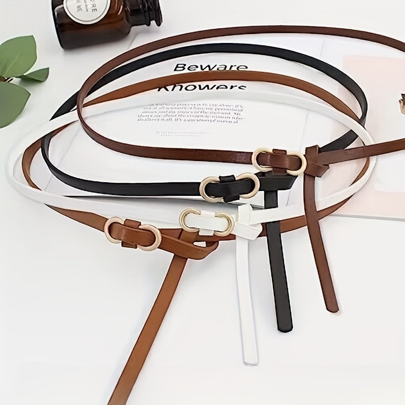 Classic 8 Shaped Thin Belts Elegant Solid Color Pu - Temu United
