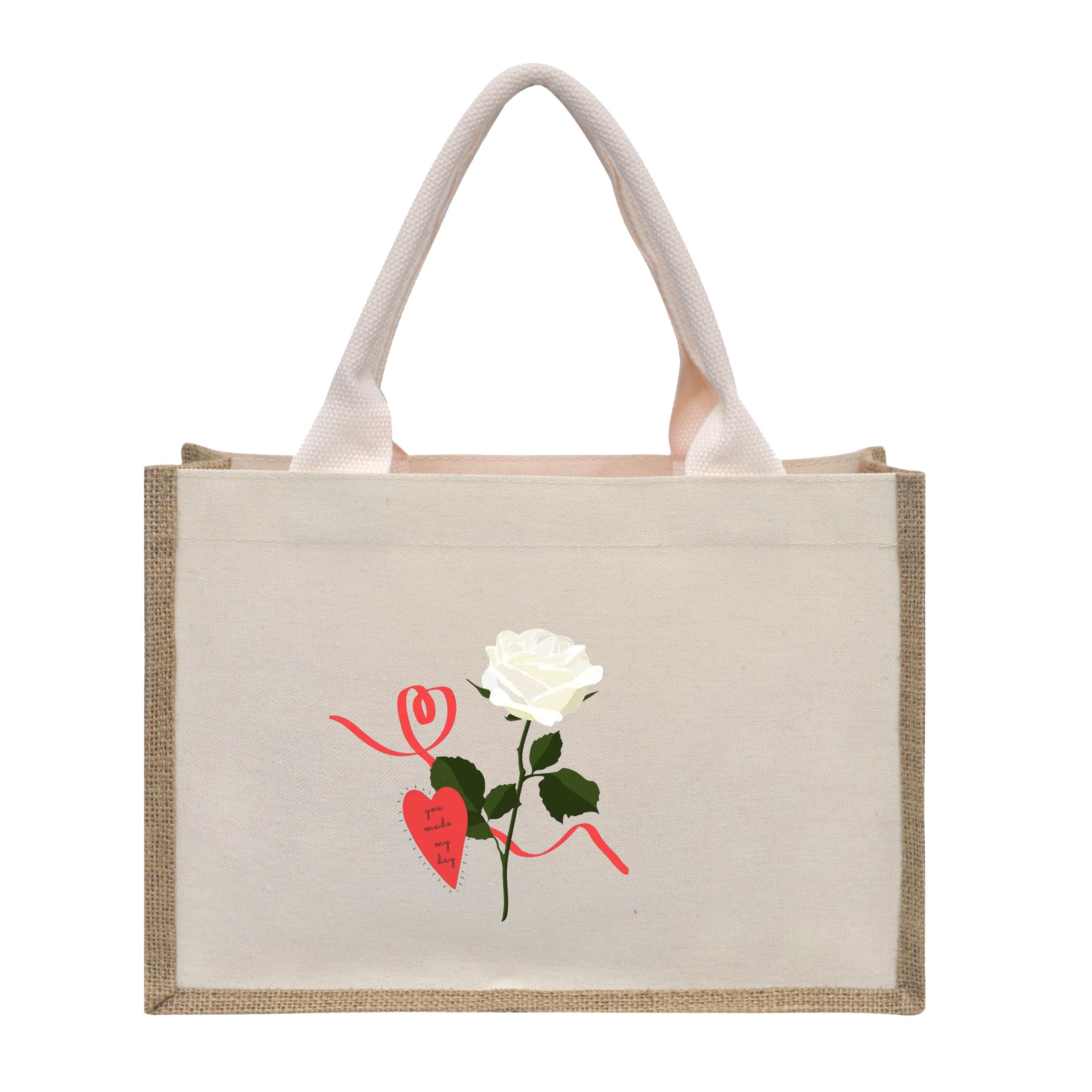 Valentine's Day White Rose Print Gift Tote Bag Large - Temu Canada