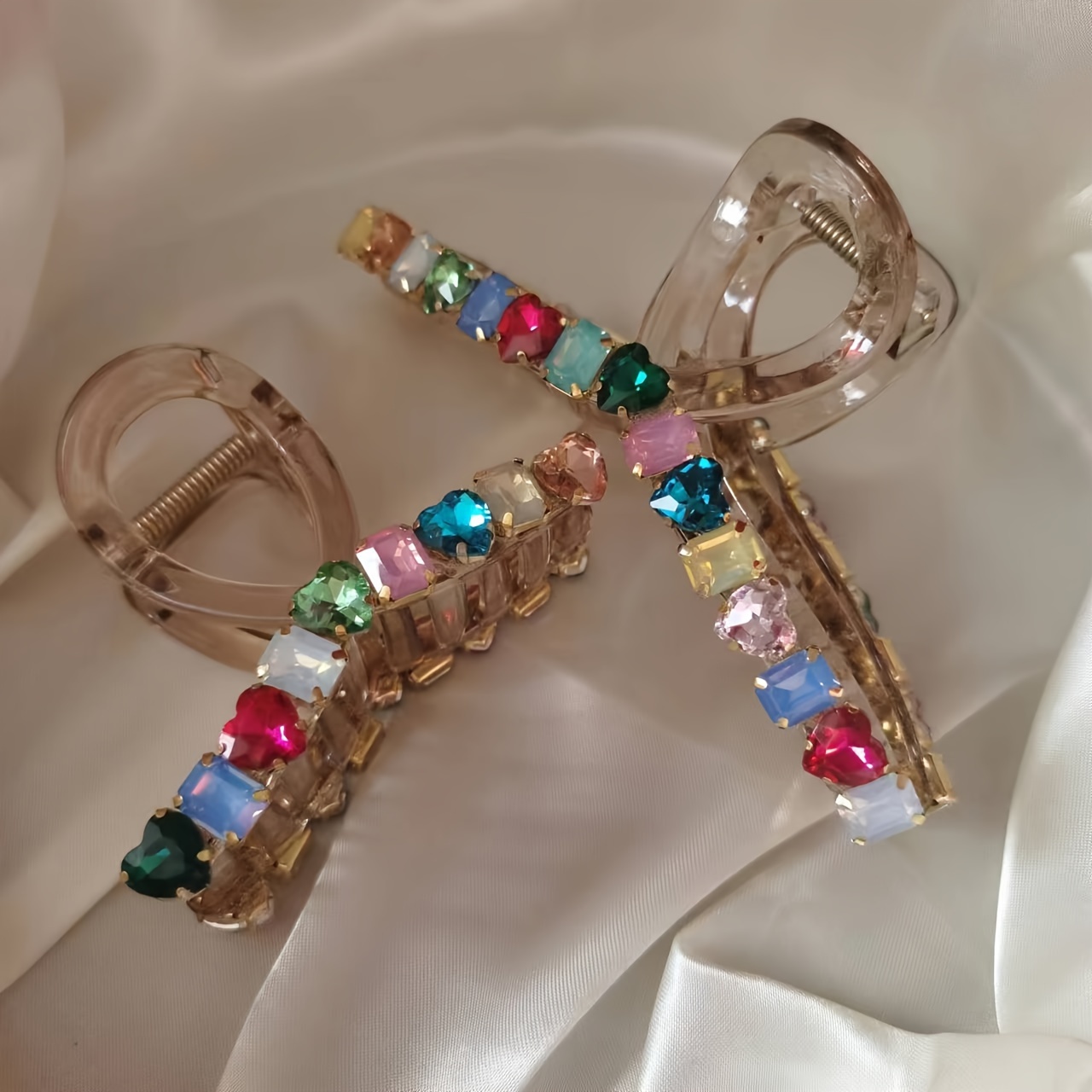 2 Styles Elegant Cute Hair Claw Clip Shiny Rhinestones - Temu Canada