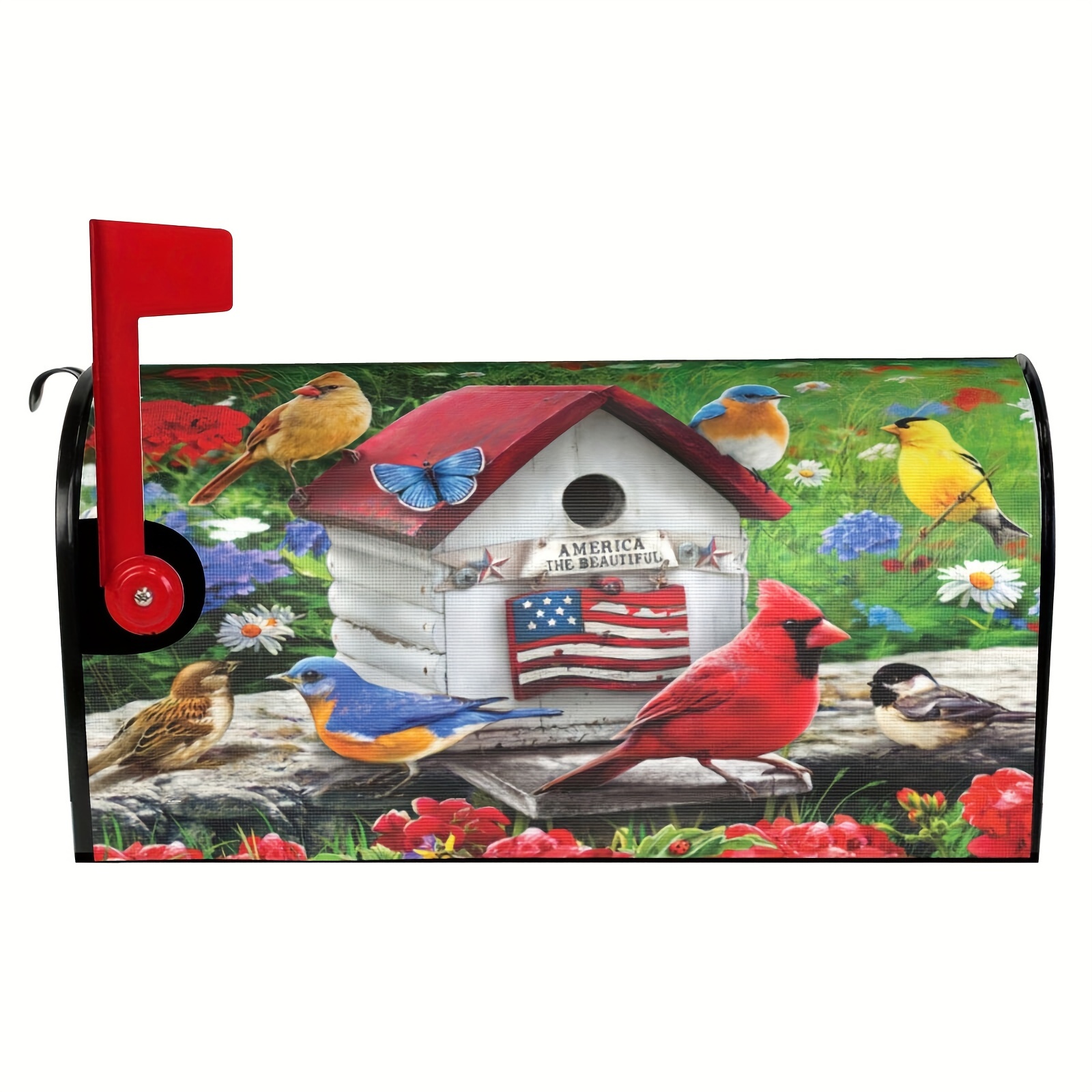Bird Flower Bird Butterfly American Flag Mailbox - Temu United Kingdom