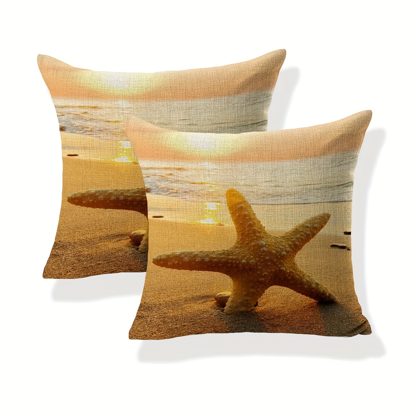 Starfish Throw Pillow Covers Polyester Linen Throw - Temu Australia
