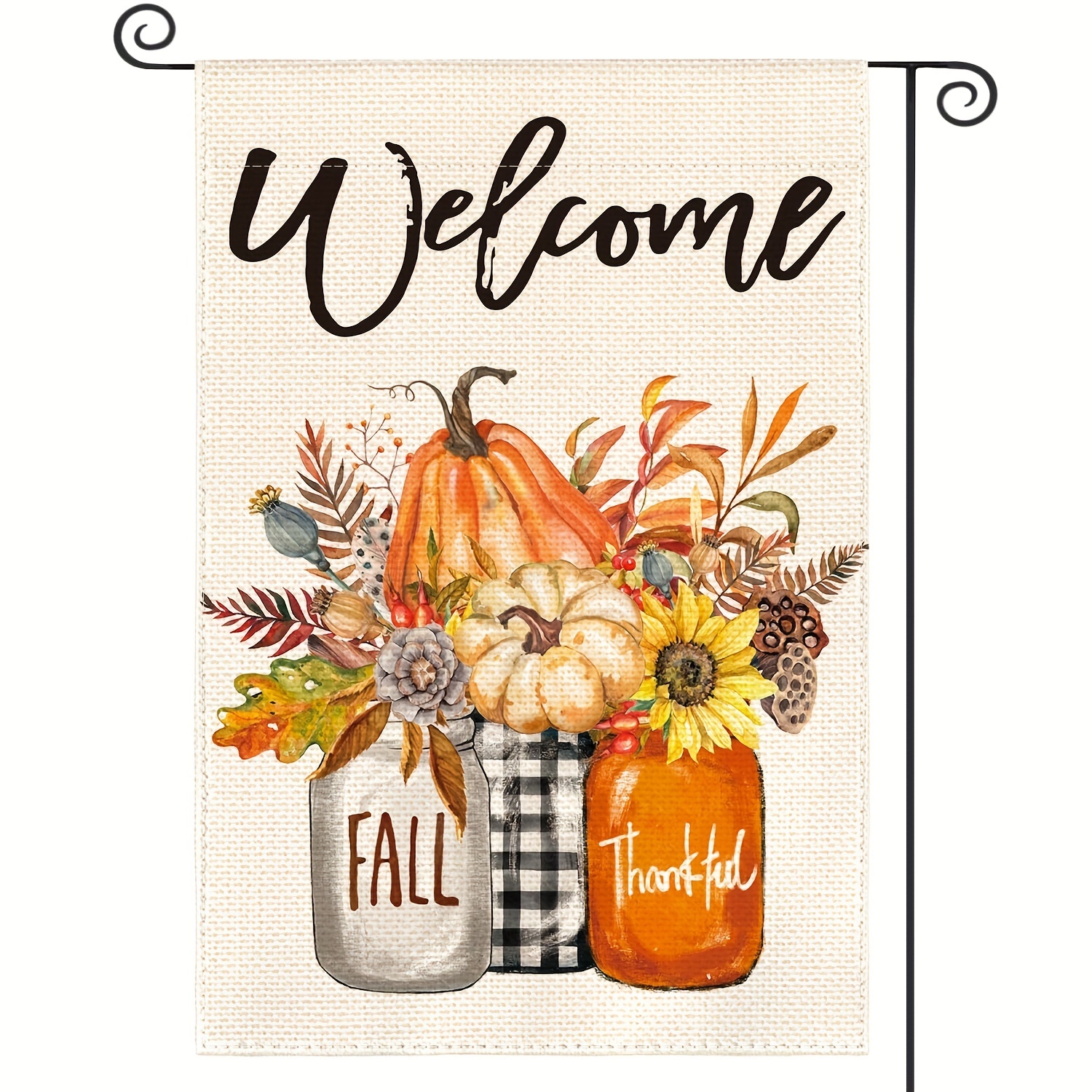 Fall Thankful Mason Jar Garden Flag Welcome Double Sided - Temu Australia
