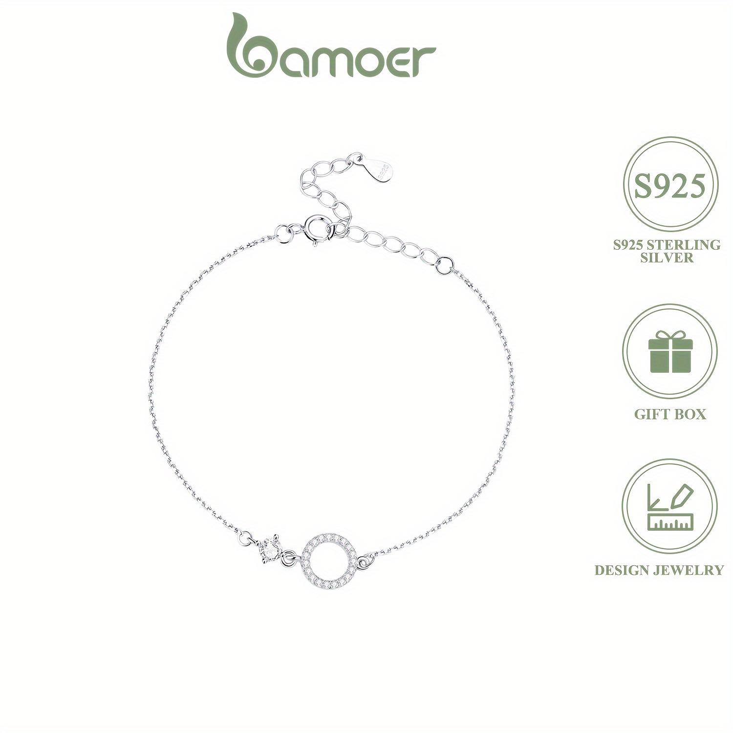 Inlaid Shiny Cz Elegant 925 Sterling Silver Thin Chain - Temu United Kingdom