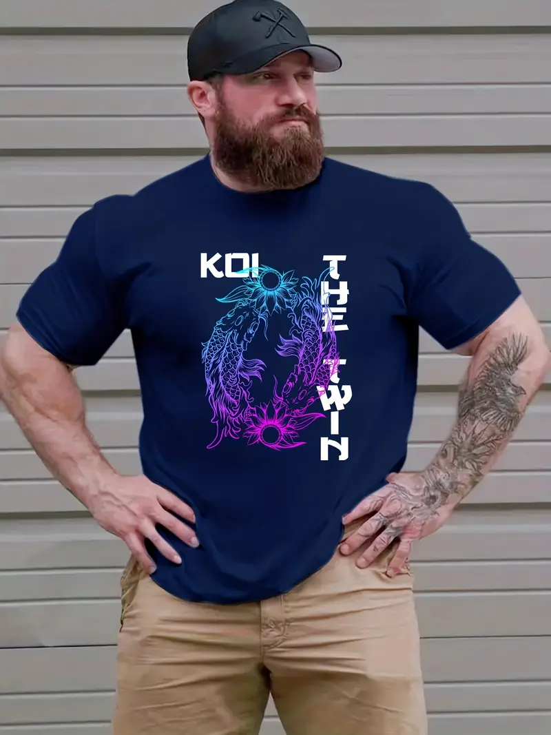 Plus Size Mens Fashion Graphic T Shirt Comfy Elastic Tees Temu Australia