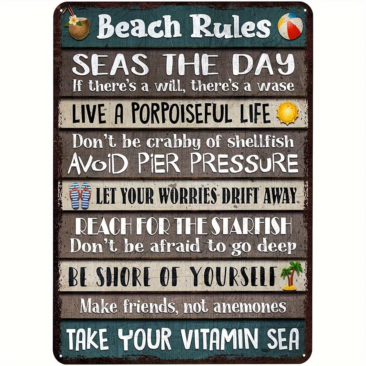 Vintage Slogan Sign Metal Tin Signs Beach Rules Iron Plaque - Temu Canada