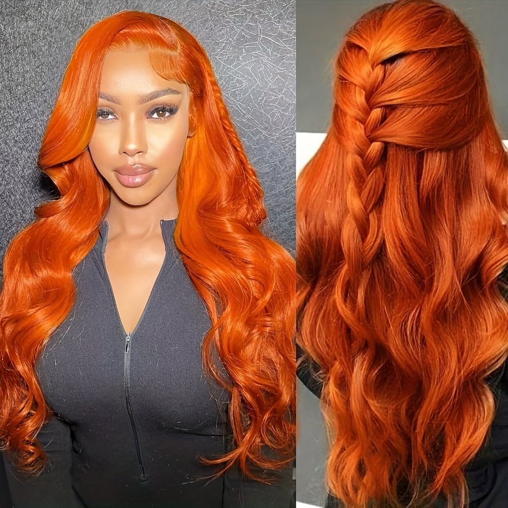 Orange Lace Front Wigs Human Hair Pre Plucked Hairline Baby - Temu ...