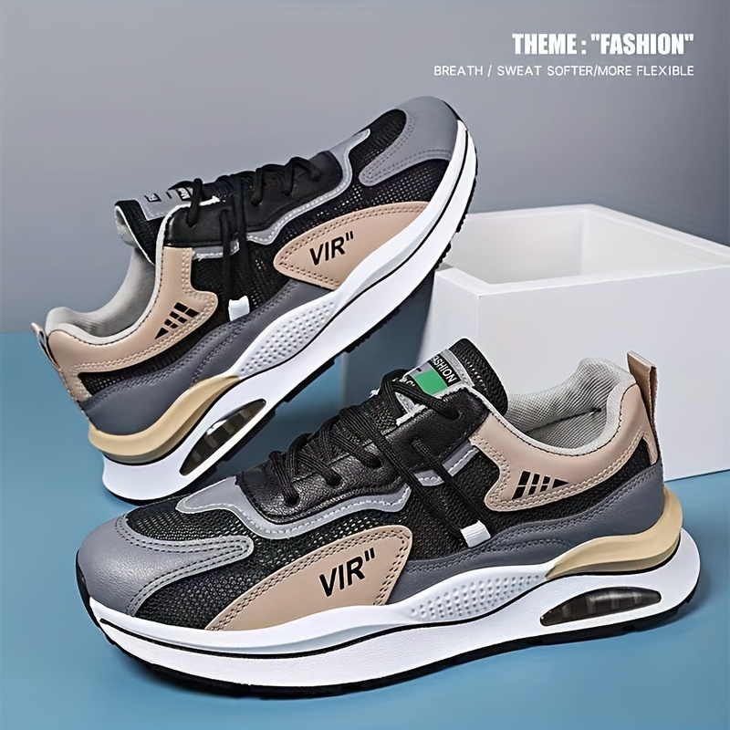 Mens Lace Up Sneakers Athletic Shoes Shock Absorbing And Breathable ...