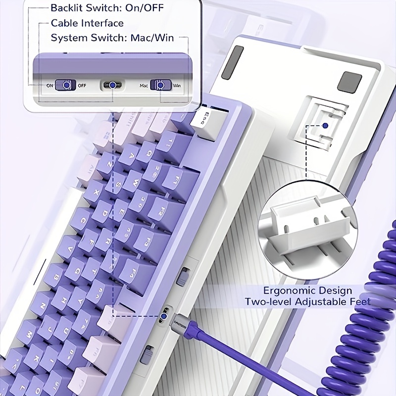 Rgb 조명 효과가 있는 X87 게임용 키보드 항공 케이블 및 키보드 손목 받침대 Set5 키 Ttc 샤프 Temu