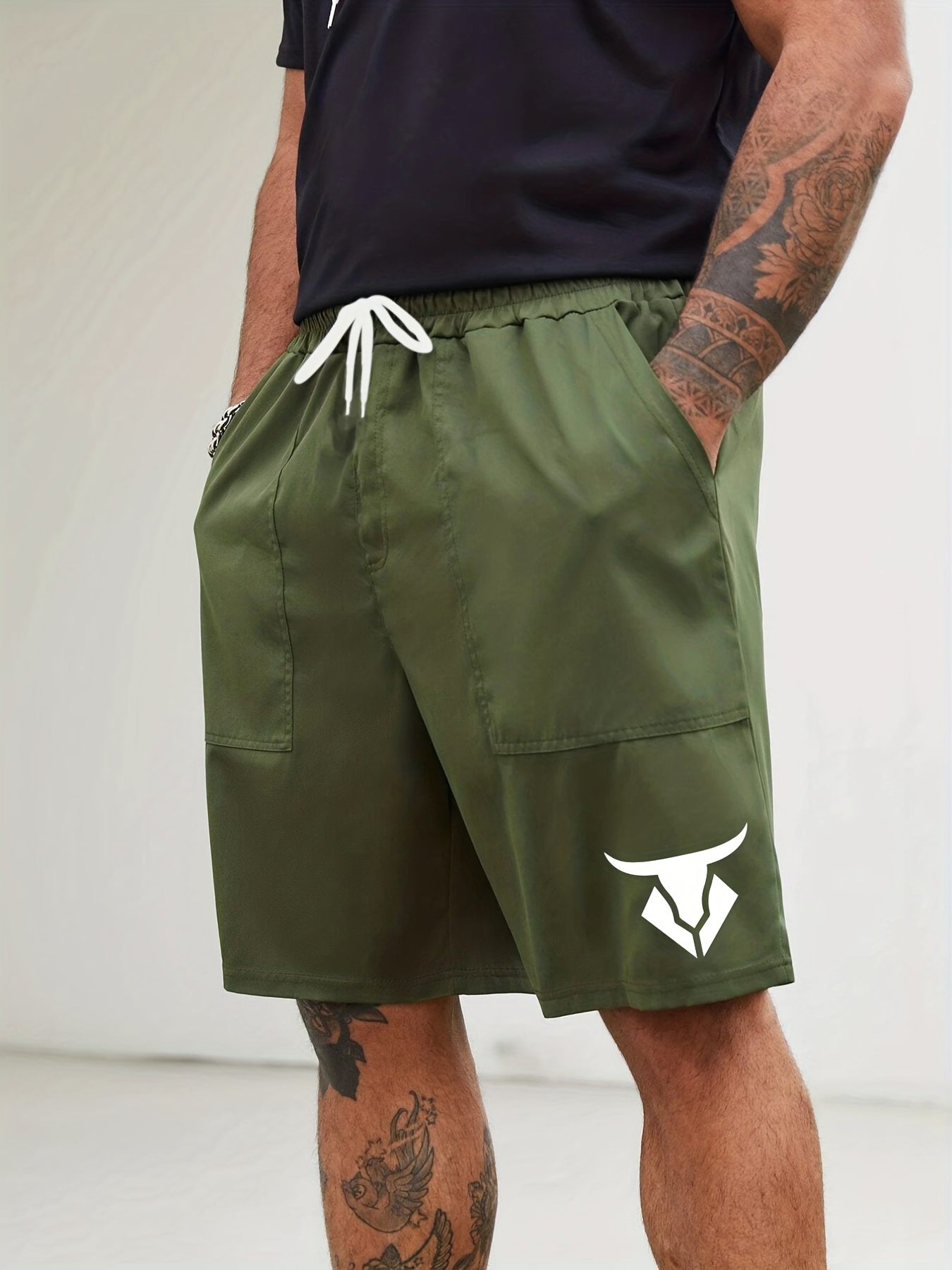 Men's Plus Size Streetwear Cargo Shorts Creative Graphic - Temu Canada