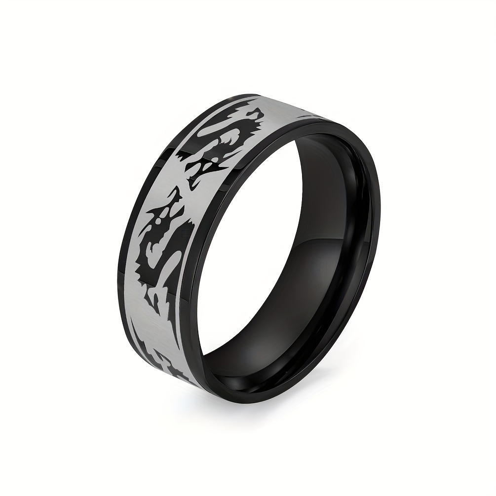 Dragon Pattern Fashionable Titanium Steel Ring Electroplated - Temu ...