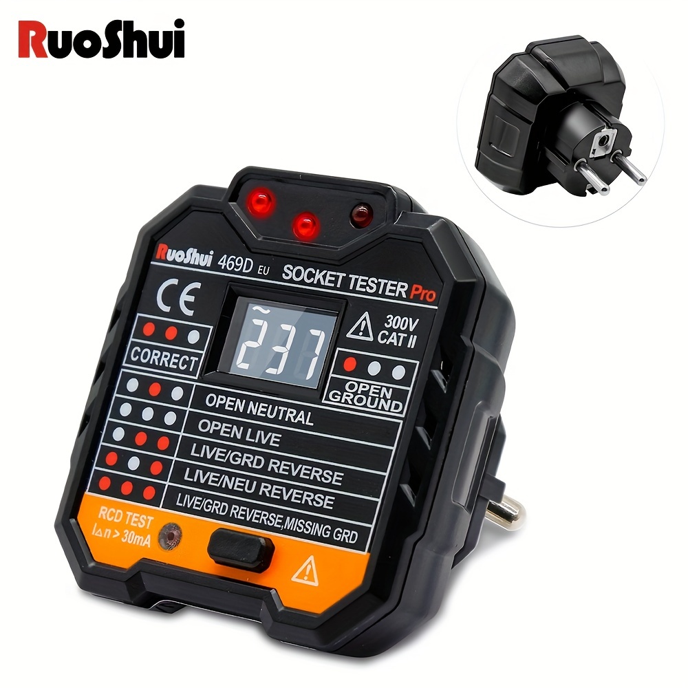 469d Digital Display Socket Detector Circuit Polarity Voltage Tester ...