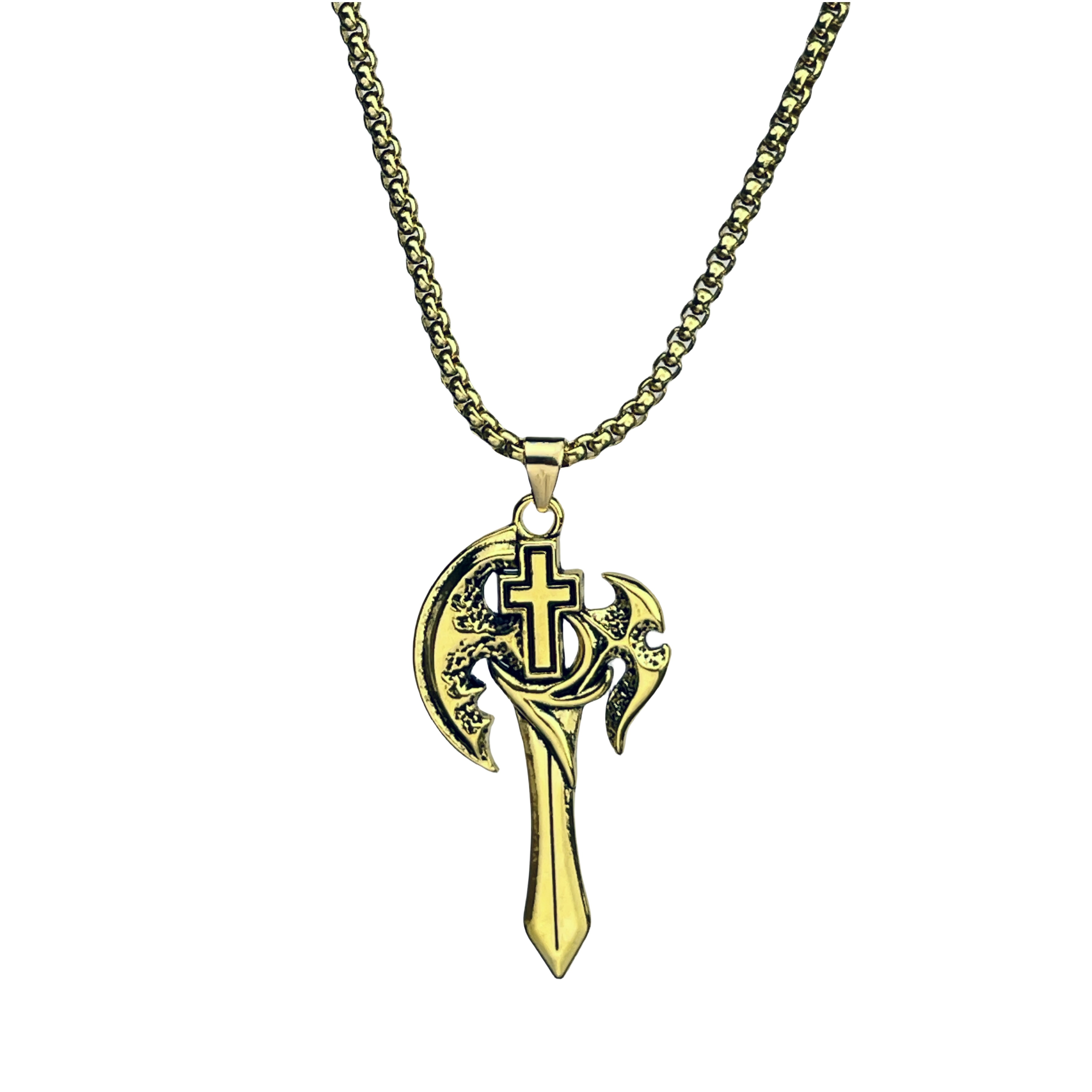Vintage Sword Cross Axe Shape Pendant Necklace Fashion - Temu Australia
