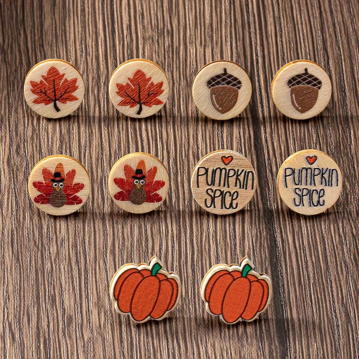 Fall Harvest Maple Tree Leaf Pumpkin Turkey Design Stud - Temu United ...