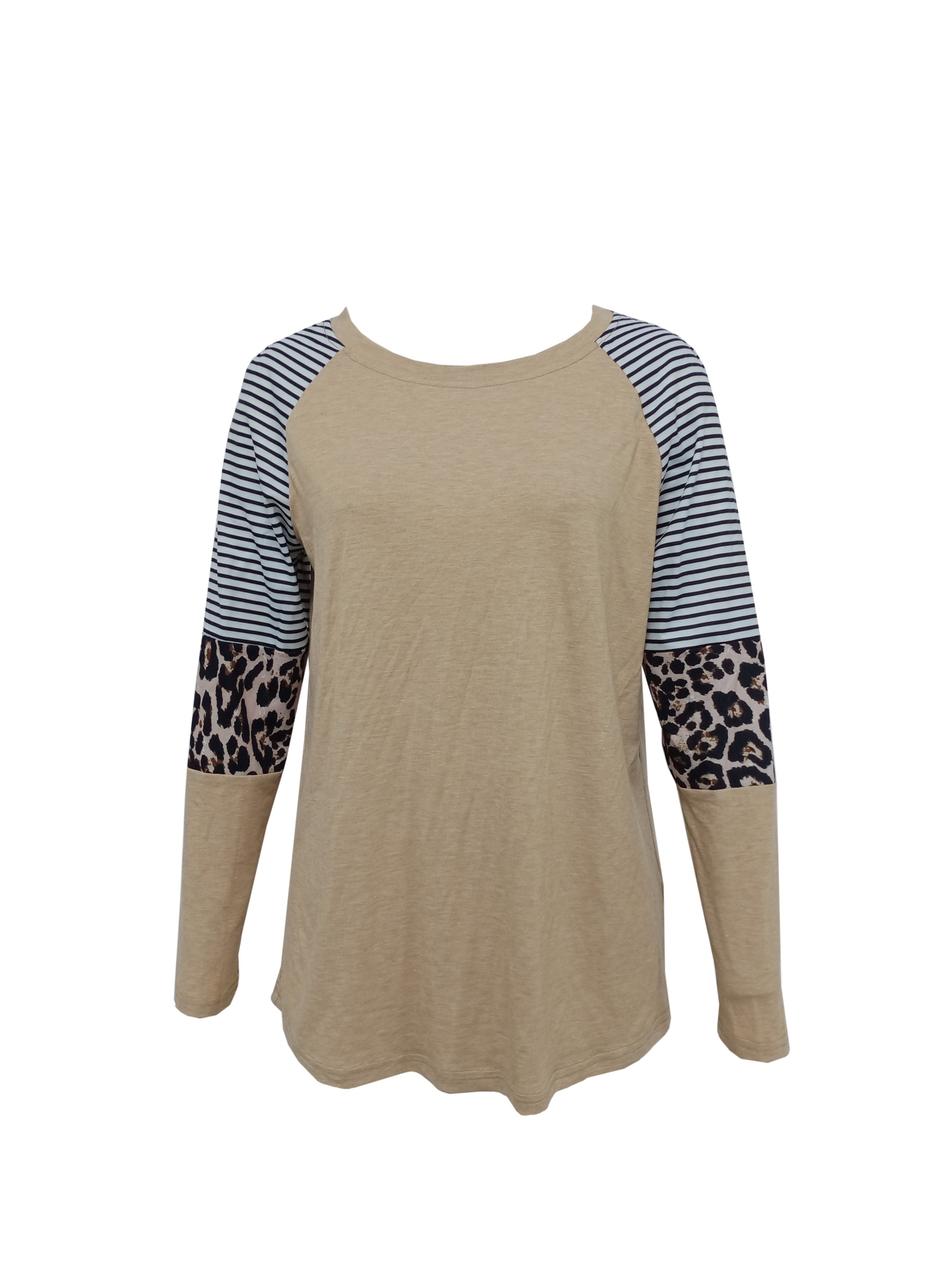 Crew Neck Leopard Long Sleeve Fall Winter T shirt Casual - Temu New Zealand