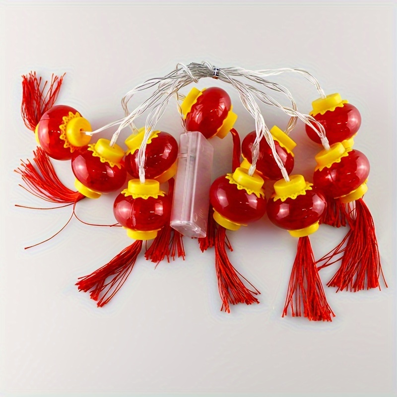 1 pack spring festival tassel red lanterns string lights 4 92ft 1 5 led ...