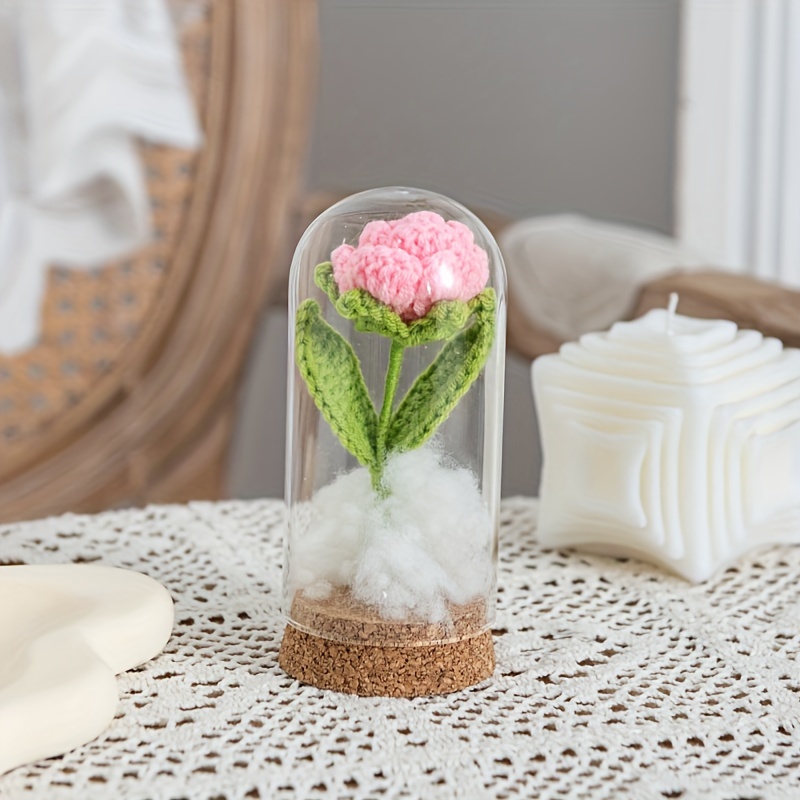 Glass Covered Sunflower Artificial Rose Artificial Knitted - Temu ...