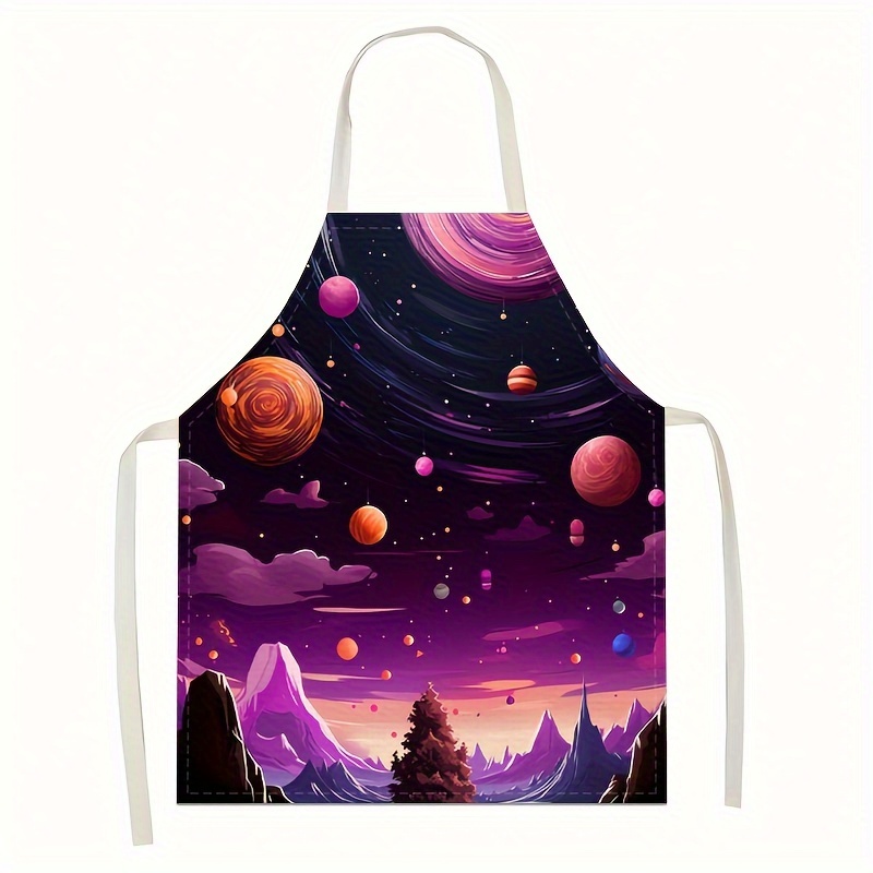 Linen Apron Sleeveless Cooking Apron Planet Castle Pattern - Temu Canada