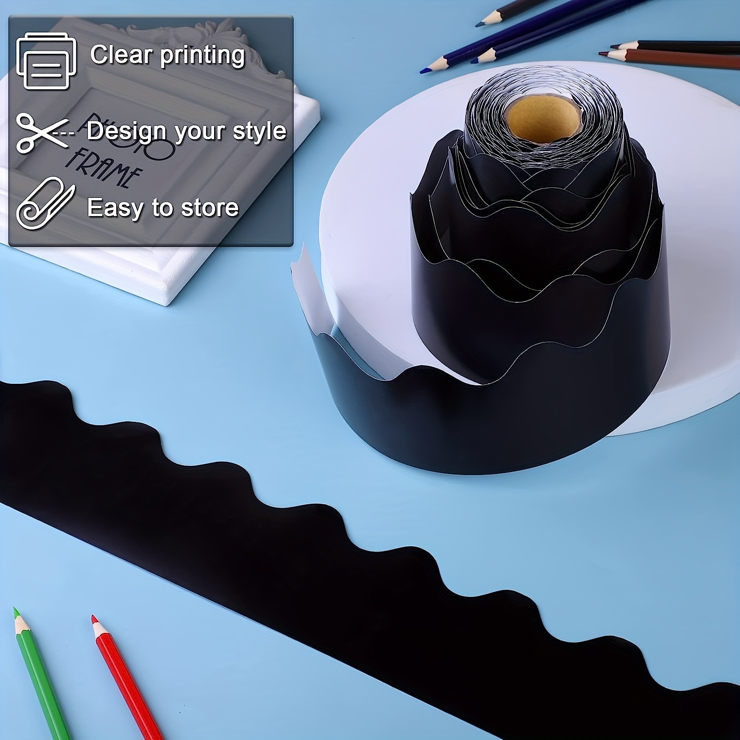 Black Bulletin Board Borders Scalloped Black Classroom - Temu