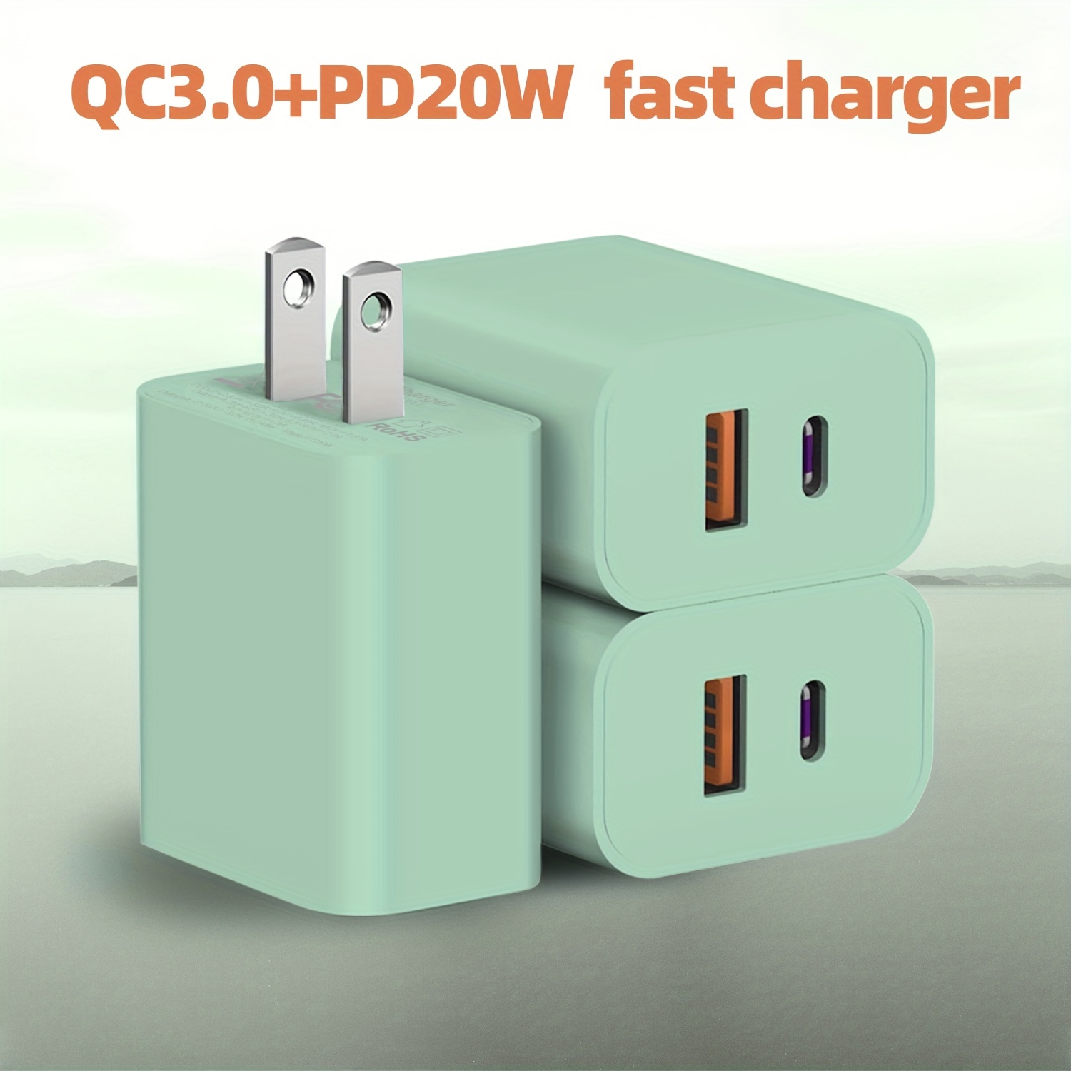 Durable Dual port Qc+pd 3.0 Power Adapter Usb c Wall Charger - Temu Canada