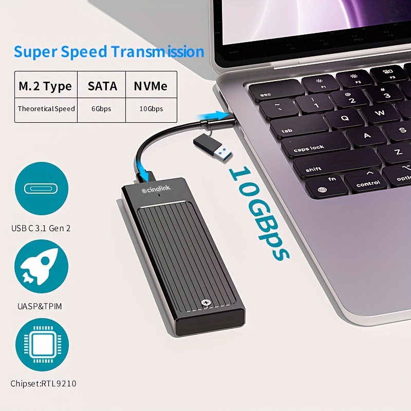 Aluminum Usb3.1 Type C M2 Ssd Nvme Enclosure M.2 Nvme - Temu Australia