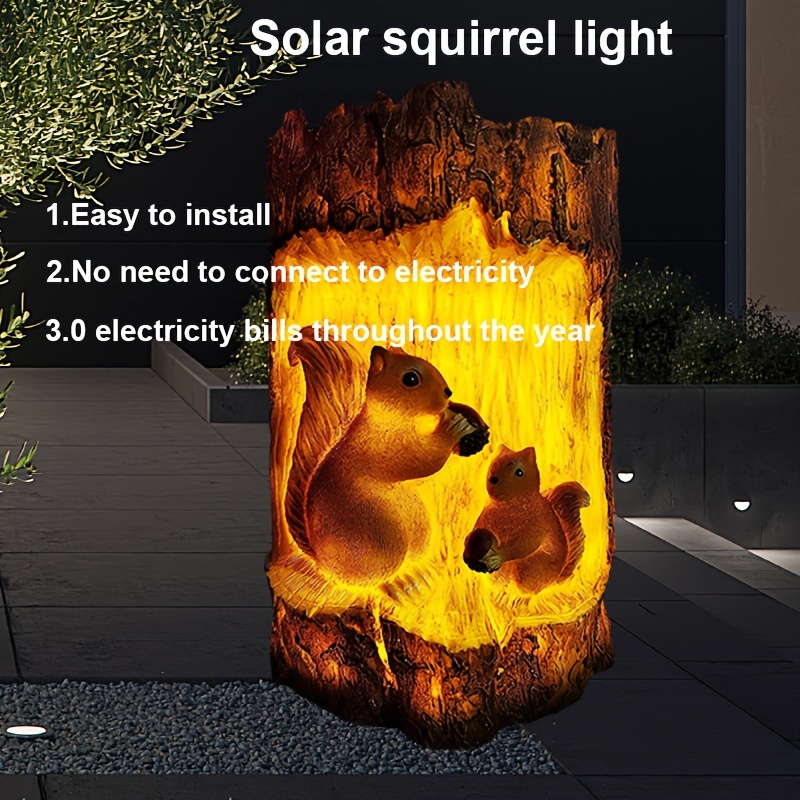 Solar Squirrel Stump Ornament Lights Patio Festive - Temu United Kingdom