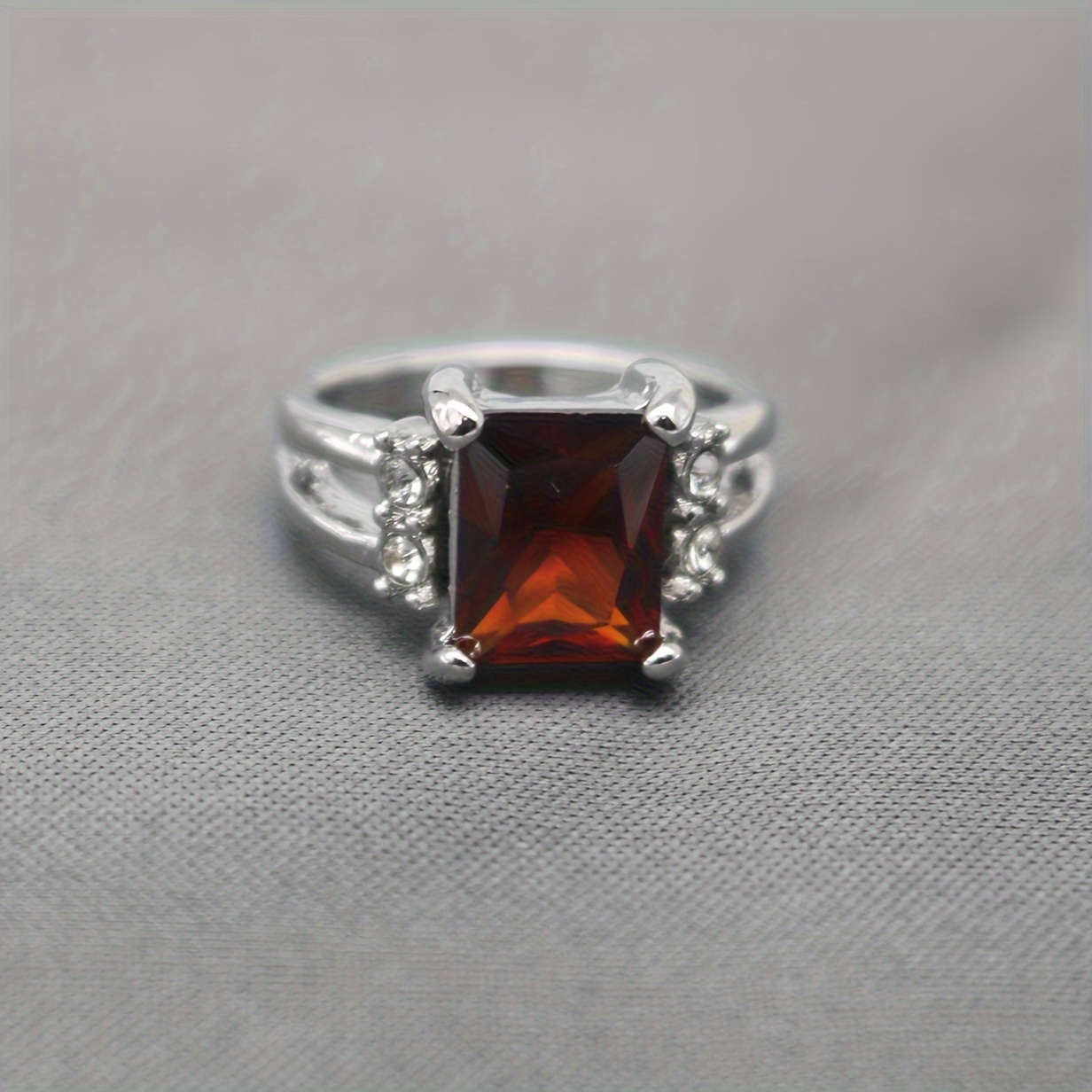 inlaid long square cubic zirconia hollow fashion finger ring - Temu ...