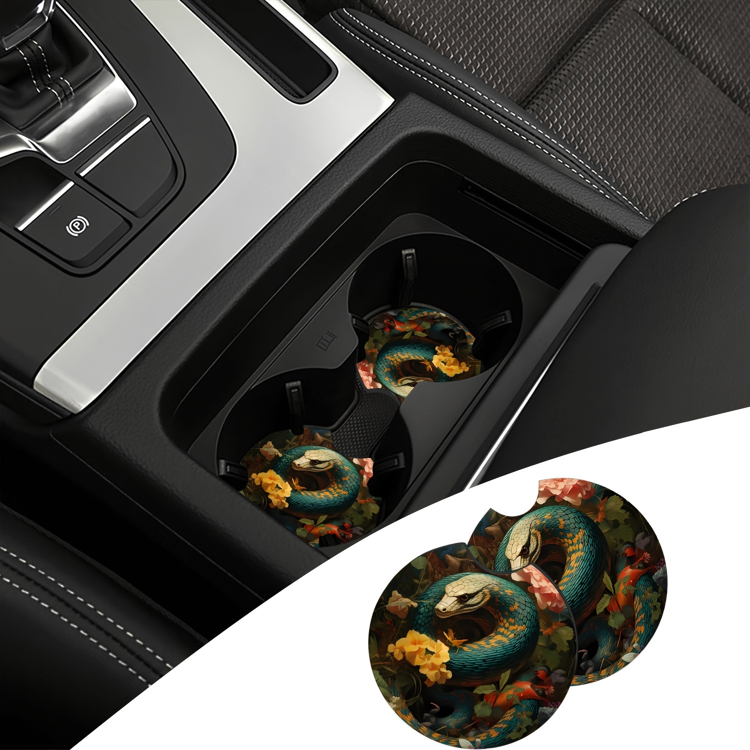 Snake Flower Car Cup Holder Coaster Mats Car Interior - Temu Canada