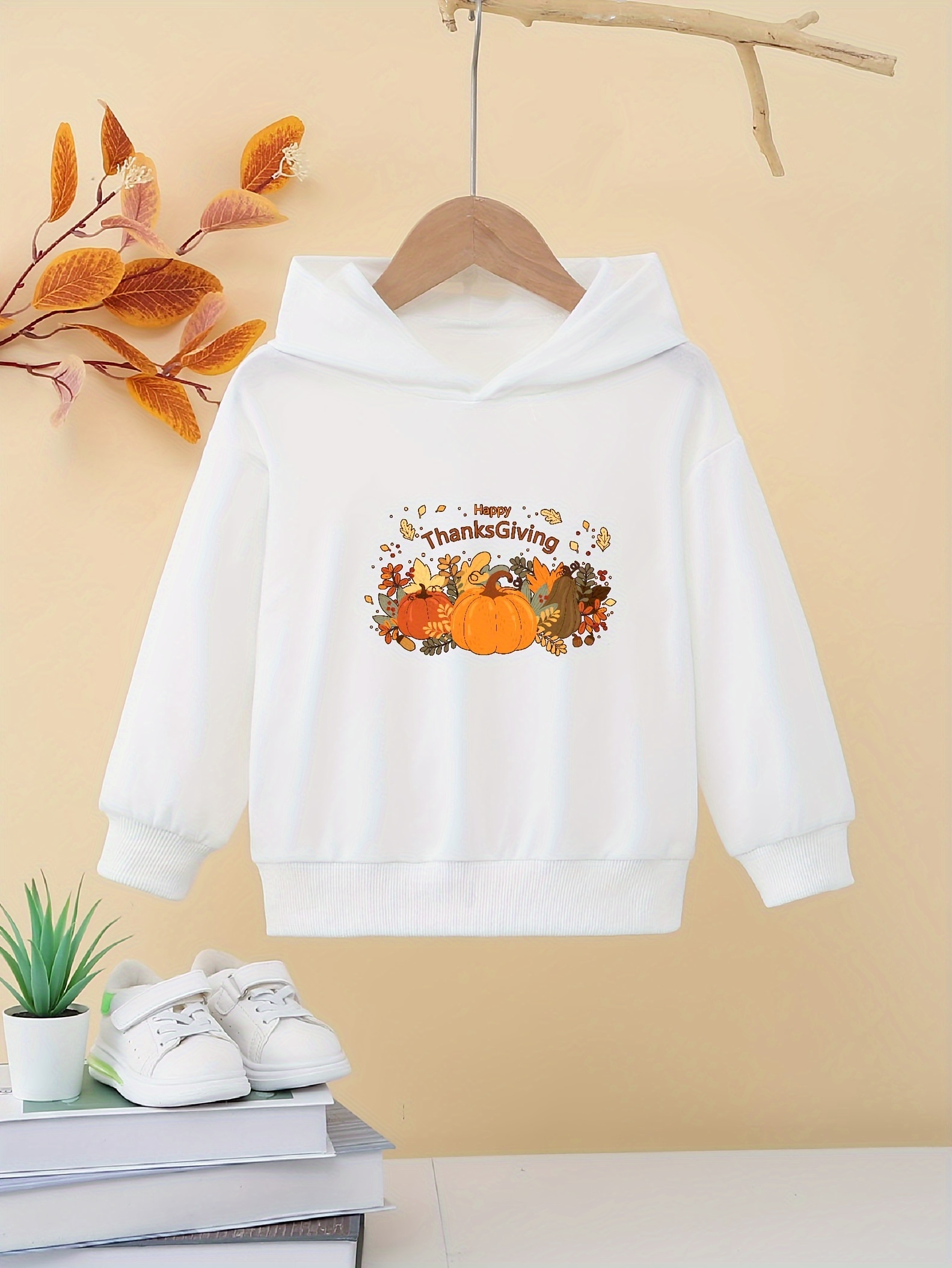 Girl Thanksgiving Pumpkins Graphic Hoodie Sweatshirt Kids - Temu Australia