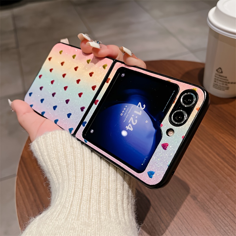 Black Edge Sparkling Heart Shell Samsung - Temu Canada