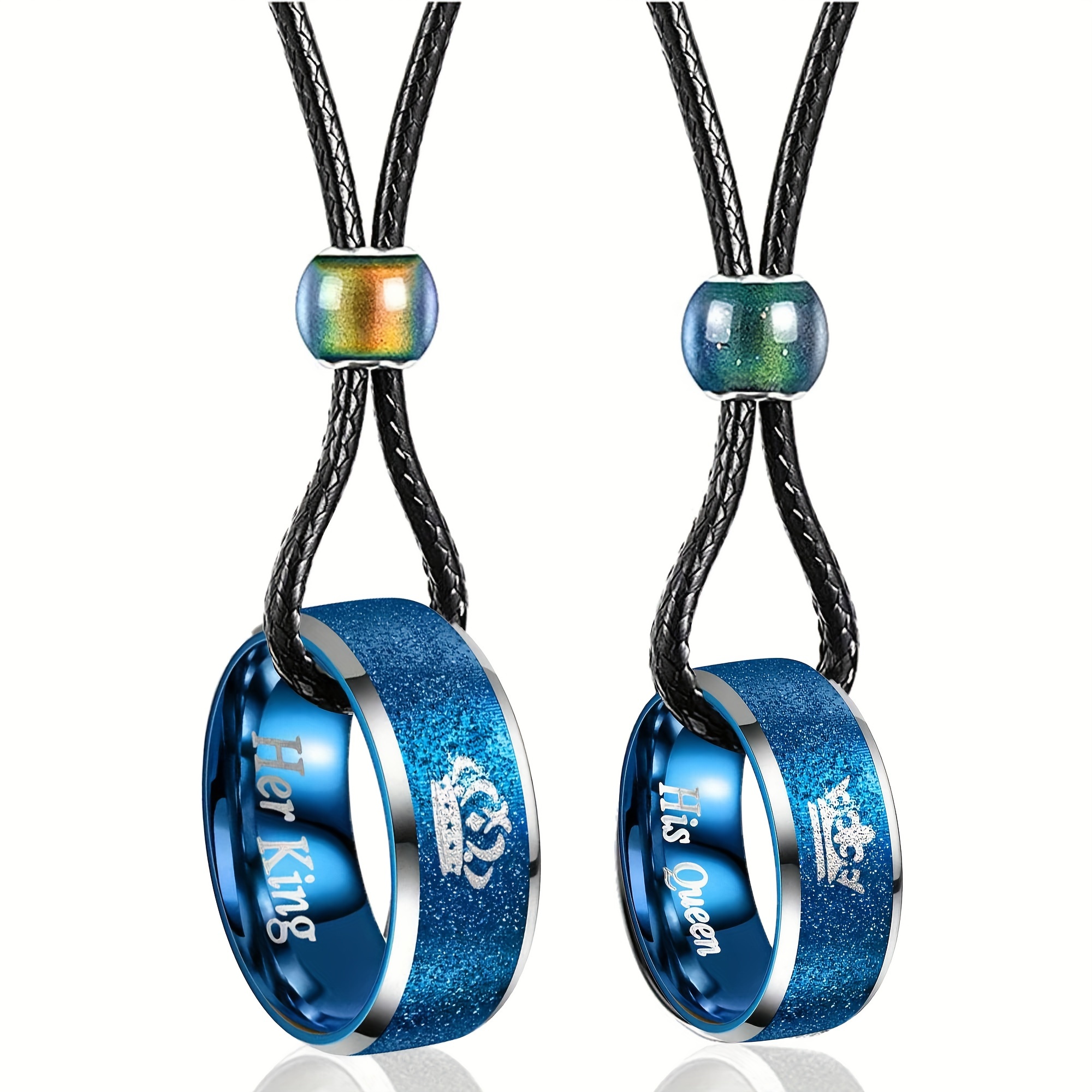 Stainless Steel Necklace Two Piece King Queen Text Couple - Temu United ...