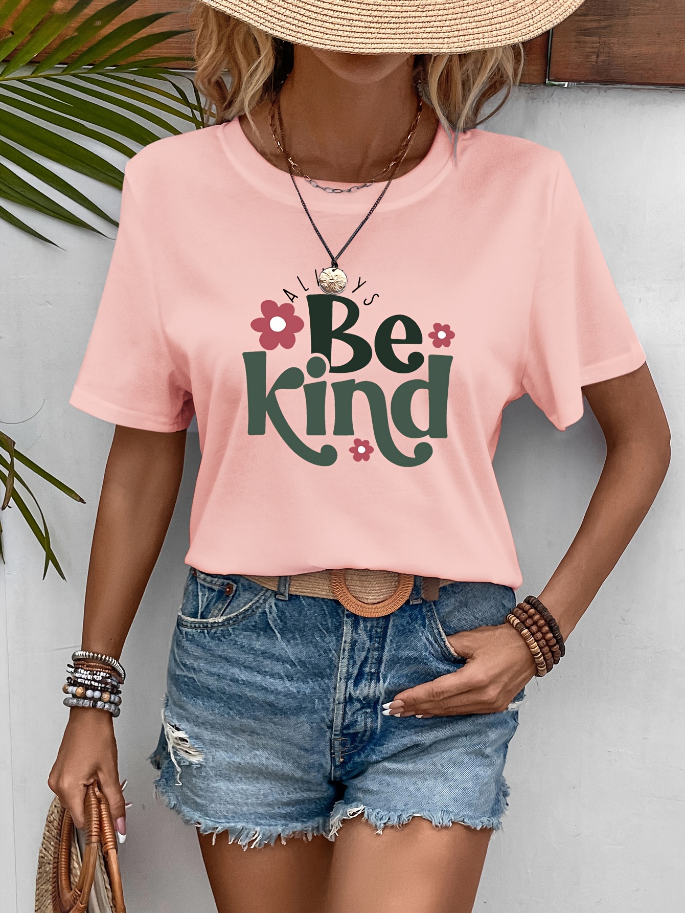 T shirt Imprimé Floral Gentil Haut Décontracté À Manches - Temu France