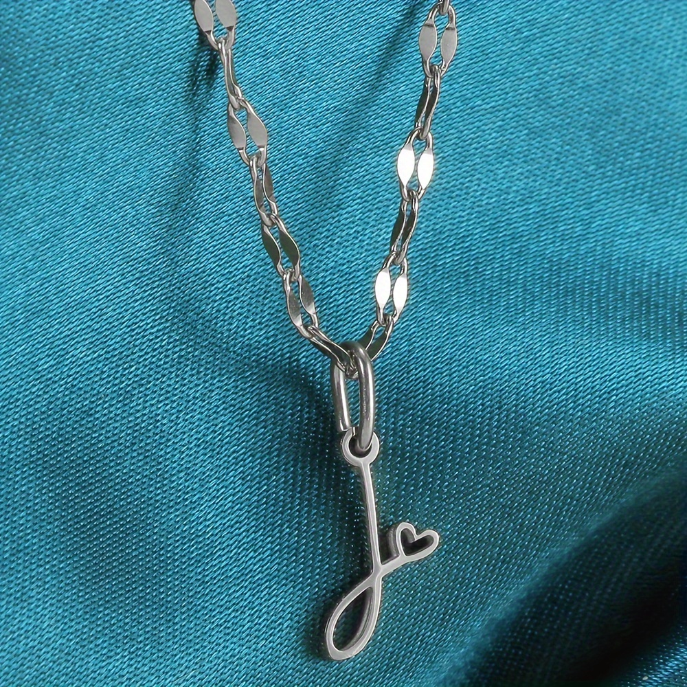 Letter Pendant Necklace Simple Elegant Stainless Steel Neck - Temu ...