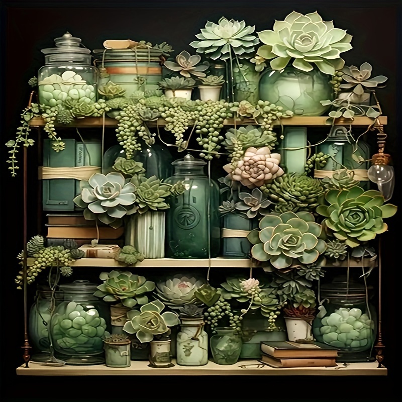 Diy 5d Diamond Painting Set Succulent Plant Pattern - Temu United Kingdom