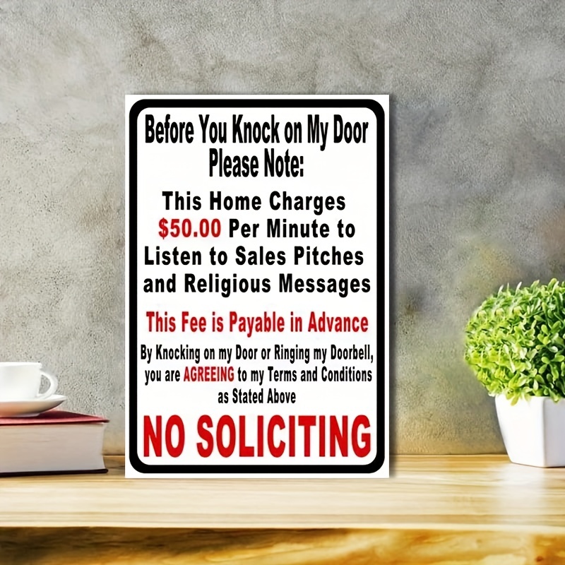 Knock Door Sign No Soliciting Metal Sign - Temu
