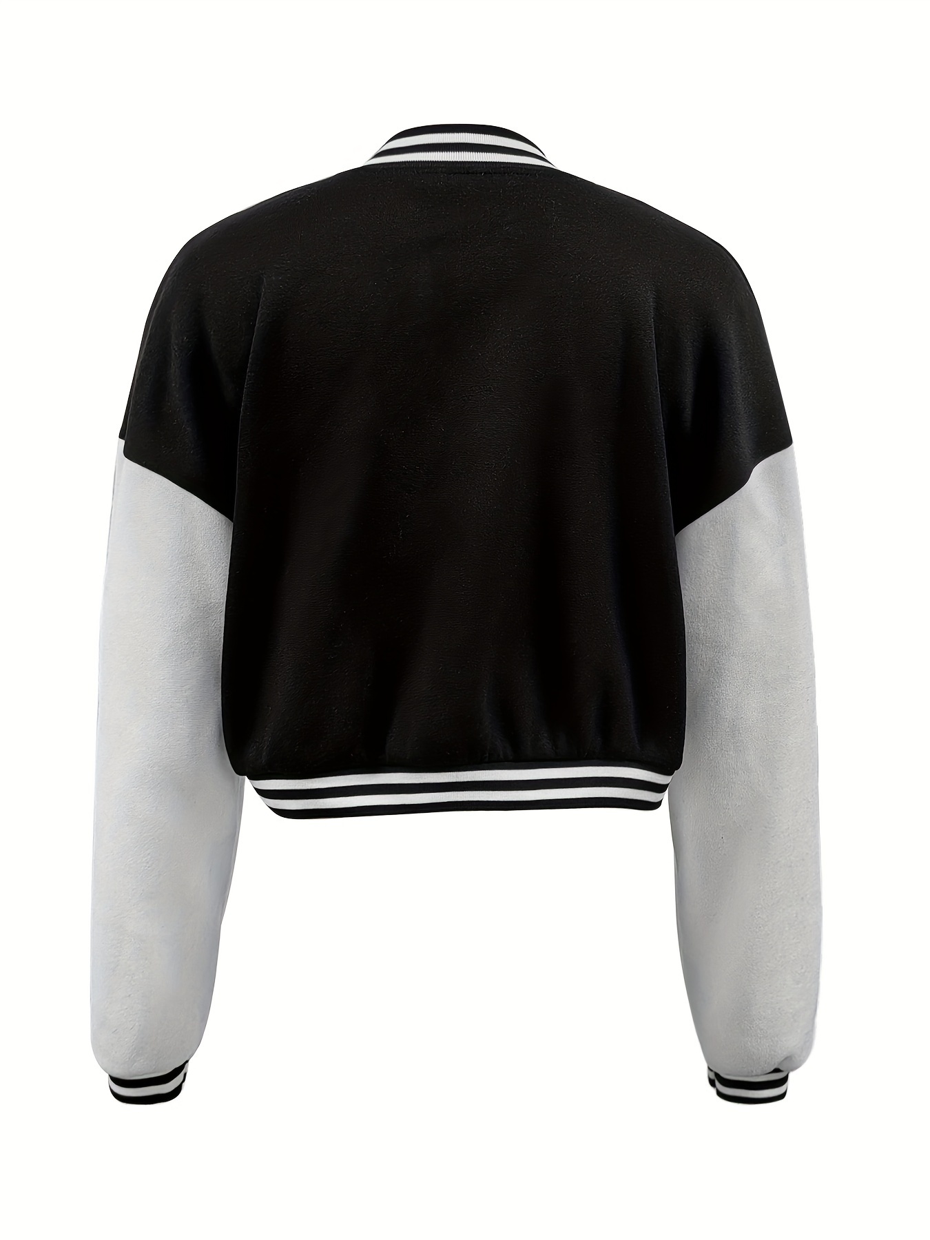 chic color block letter print v neck jacket women casual - Temu Australia