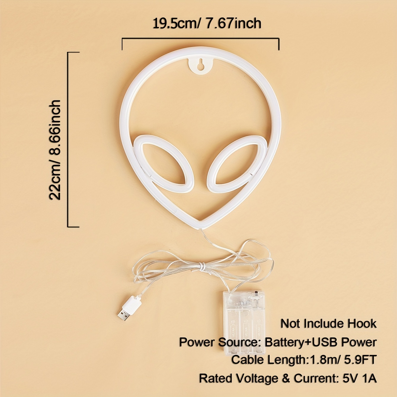 Light Home A Unique Led Neon Alien Sign Powered Usb 3*aa - Temu