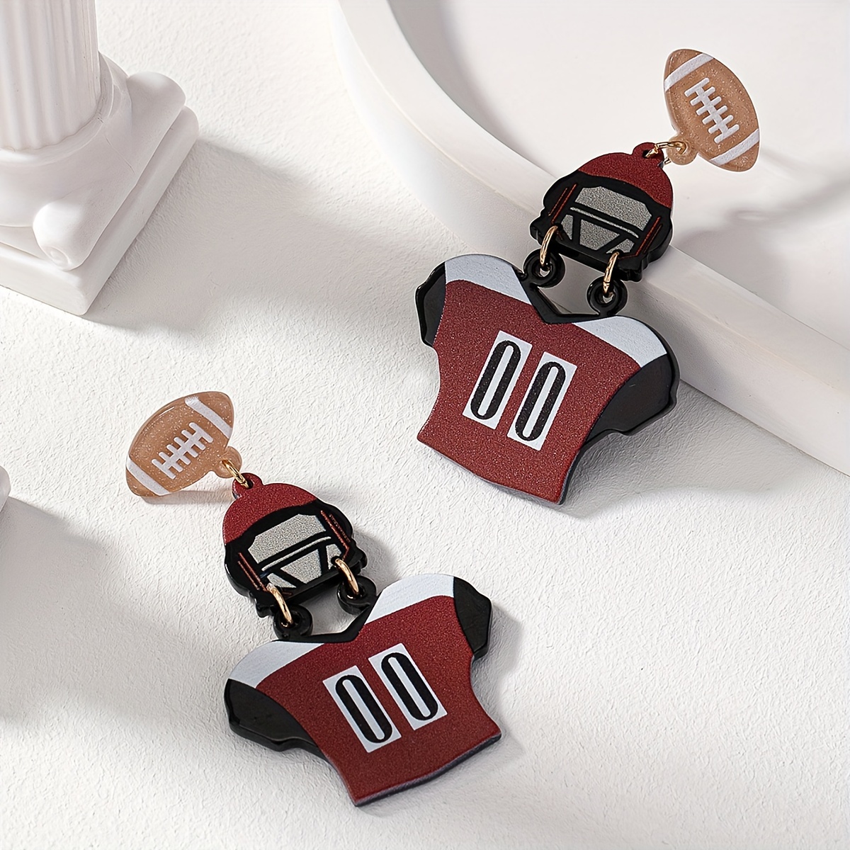 Soccer Rugby Player Helmet Design Dangle Earrings Simple - Temu United ...